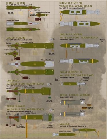MODELIMEX Online Shop | 1/48 USAF Weapons Stencils LGBs and JDAMs ...
