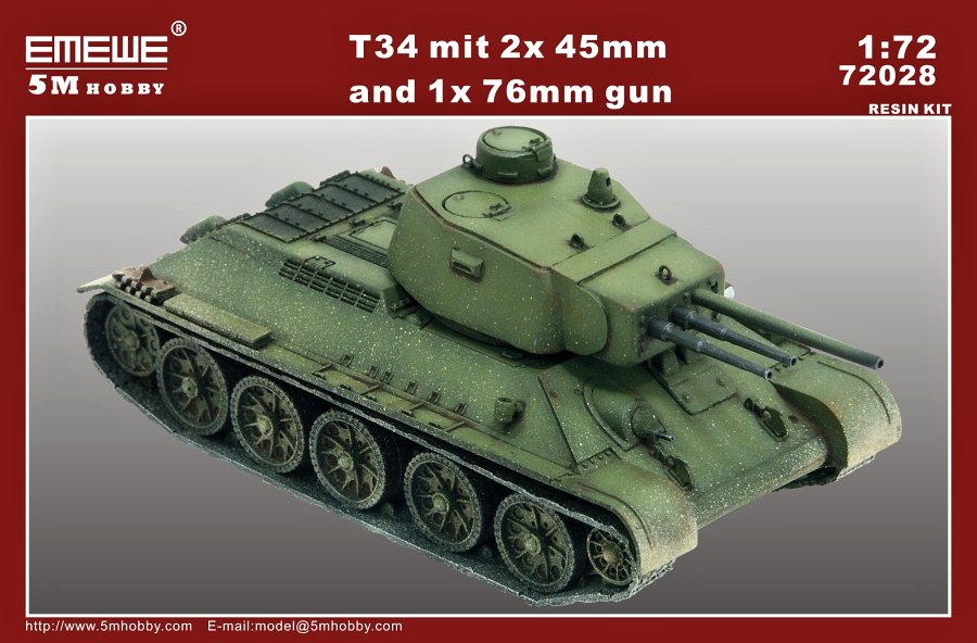 MODELIMEX Online Shop | 1/72 T-34 with 2x 45mm and 1x 76mm gun | your ...
