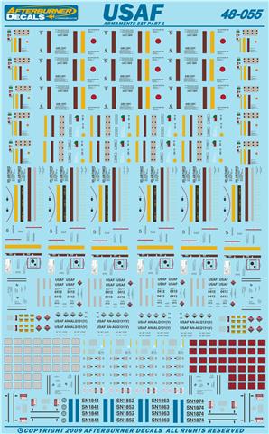 MODELIMEX Online Shop | 1/48 USAF Weapons Stencils, A2A, A2G missiles ...
