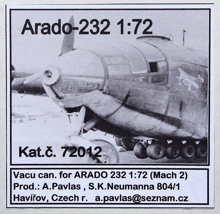 MODELIMEX Online Shop | 1/72 Vacu canopy Arado Ar-232 (MACH2) | your ...