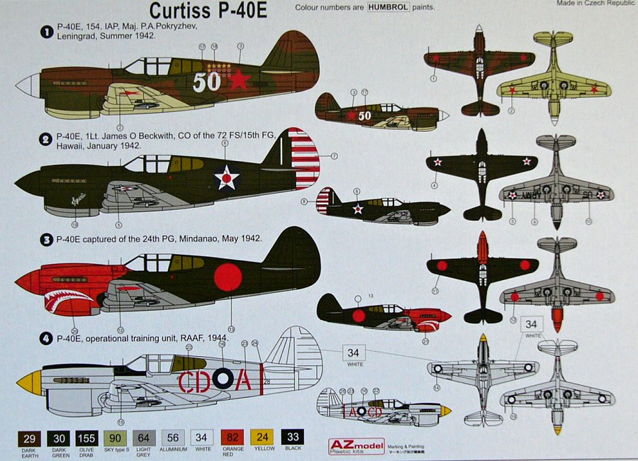 MODELIMEX Online Shop | 1/72 Curtiss P-40E 'Warhawk' (4x decal versions ...