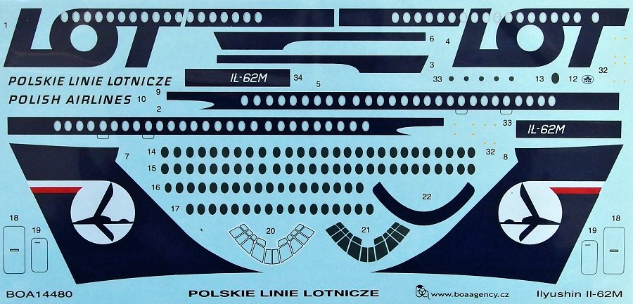 MODELIMEX Online Shop | 1/144 Decals Ilyushin IL-62M LOT (Polish ...