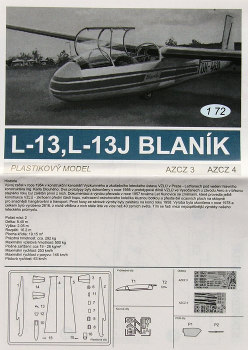 MODELIMEX Online Shop | 1/72 L-13 Blanik Czech glider (BASIC EDITION ...