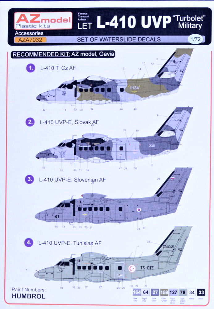 MODELIMEX Online Shop | 1/72 Decals LET L-410 UVP 'Military' (4x camo ...