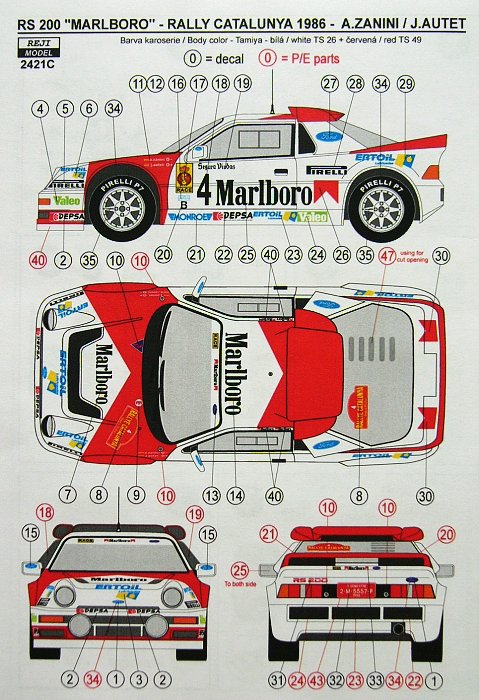 MODELIMEX Online Shop | 1/24 Ford RS 200 'Marlboro' 1986 Rally ...
