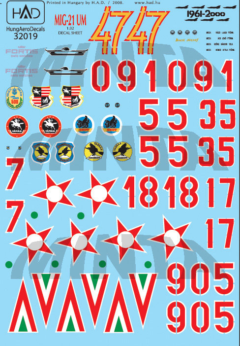MODELIMEX Online Shop | 1/32 Decal MiG-21 UM (Hun.AF 905, 907 091, 55 ...