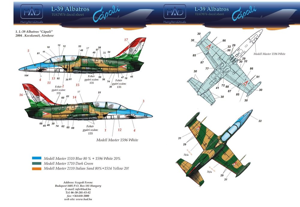 MODELIMEX Online Shop | 1/48 Decal L-39 Albatros Cápali | your ...