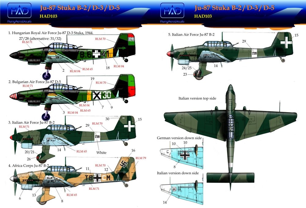 MODELIMEX Online Shop | 1/72 Decal Ju-87 Stuka B-2, D-3, D-5 | your ...