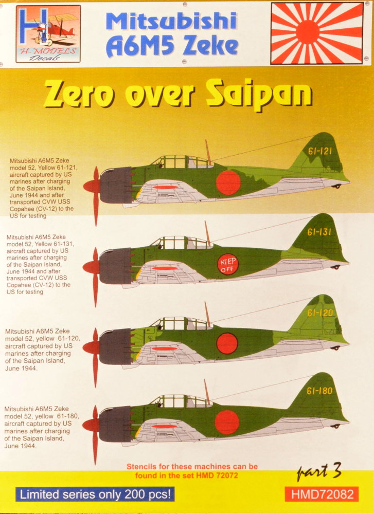 MODELIMEX Online Shop | 1/72 Decals Mitsubishi A6M5 Zeke over Saipan Pt ...