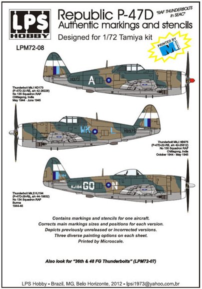 MODELIMEX Online Shop | 1/72 P-47D Decals (RAF Thunderbolts in SEAC ...