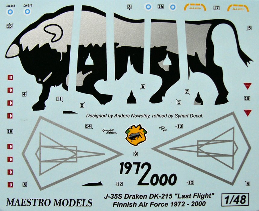 MODELIMEX Online Shop | 1/48 J35S Draken DK-215 Last flight (decals ...