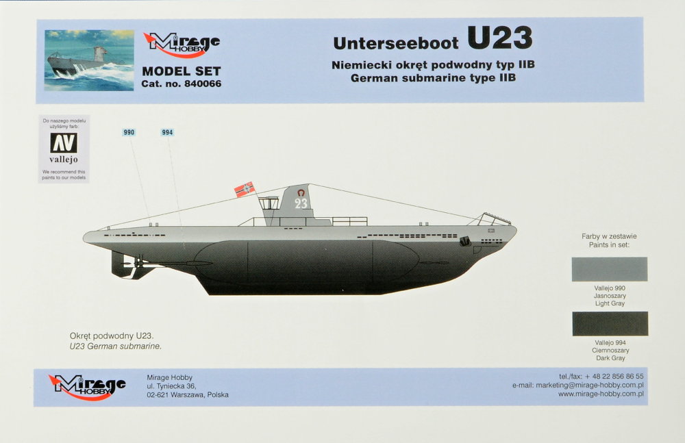 MODELIMEX Online Shop | MODEL SET 1/400 U23 German submarine type IIB ...
