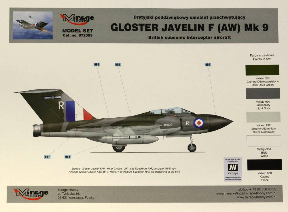 MODELIMEX Online Shop | MODEL SET 1/72 Gloster Javelin F(AW) Mk.9 ...
