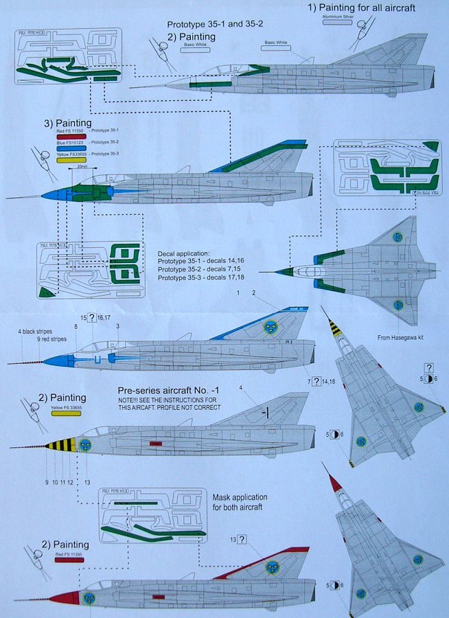MODELIMEX Online Shop | 1/48 SAAB J35 Draken prototypes & decals (HAS ...