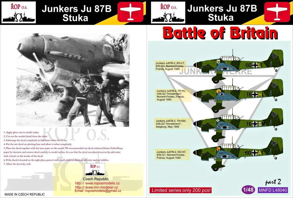 MODELIMEX Online Shop | 1/48 Decals Ju 87B Stuka - Battle of Britain ...