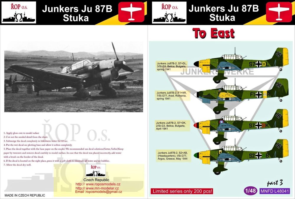 MODELIMEX Online Shop | 1/48 Decals Ju 87B Stuka - To East | your ...