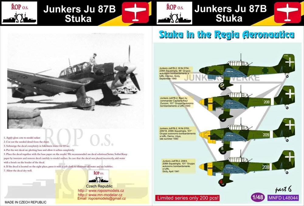 MODELIMEX Online Shop | 1/48 Decals Ju-87B Stuka - Regia Aeronautica ...