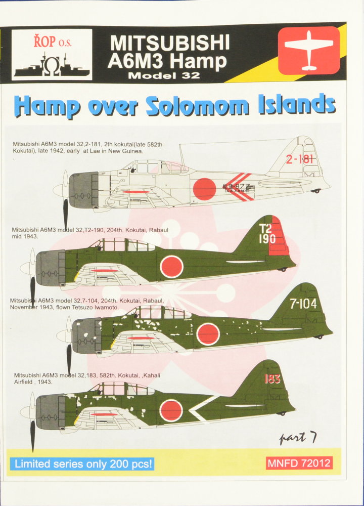 MODELIMEX Online Shop | 1/72 Decals A6M3 Hamp over Solomon Island Part ...