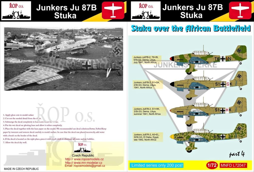 MODELIMEX Online Shop | 1/72 Decals Ju 87B Stuka - Over Africa | your ...