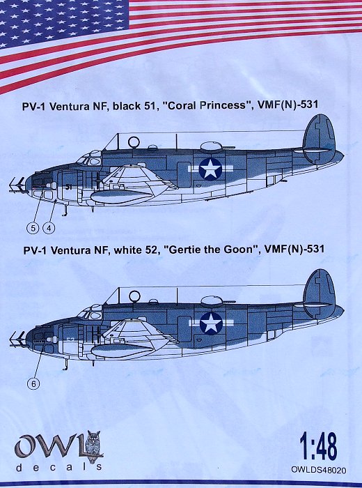 MODELIMEX Online Shop | 1/48 PV-1 Ventura NF, VMF(N)-531 (decal) | your ...