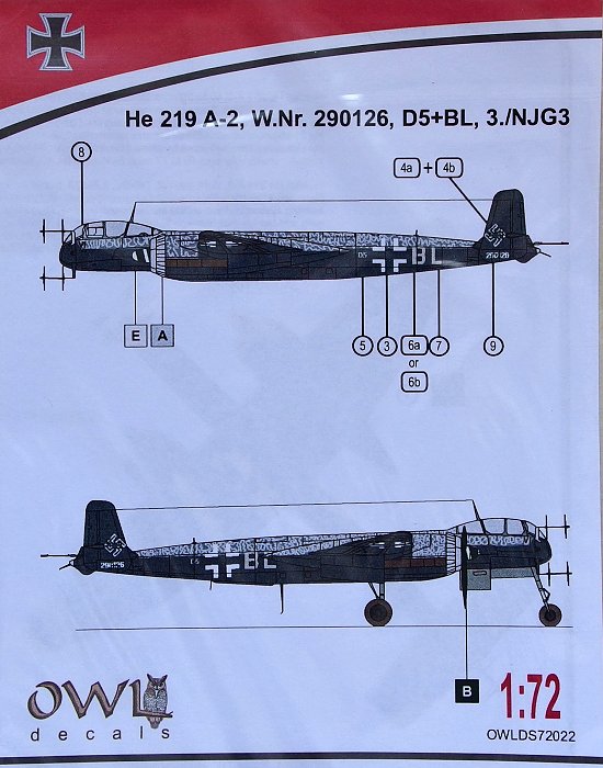 MODELIMEX Online Shop | 1/72 He 219 A-2 W.Nr.290126, 3./NJG3 (decal ...