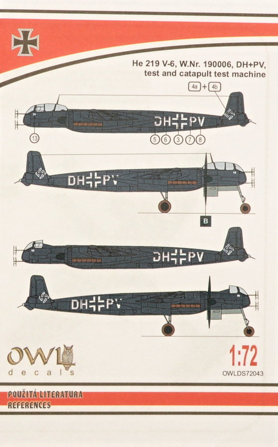 MODELIMEX Online Shop | 1/72 He 219 V-6 DH+PV (decal) | your favourite ...