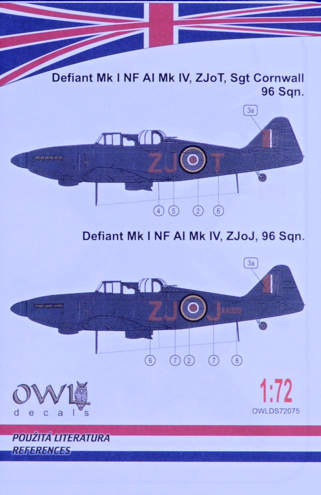 MODELIMEX Online Shop | 1/72 Defiant Mk.I Nightfighter Part 4 (decal ...