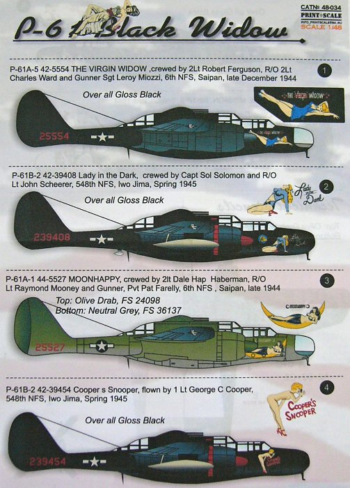 MODELIMEX Online Shop | 1/48 P-61 Black Widow Part 1 (wet decals) | your favourite model shop