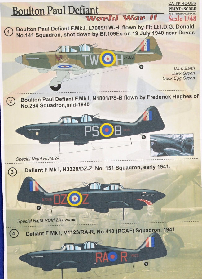 MODELIMEX Online Shop | 1/48 Boulton Paul Defiant WWII (wet decals ...