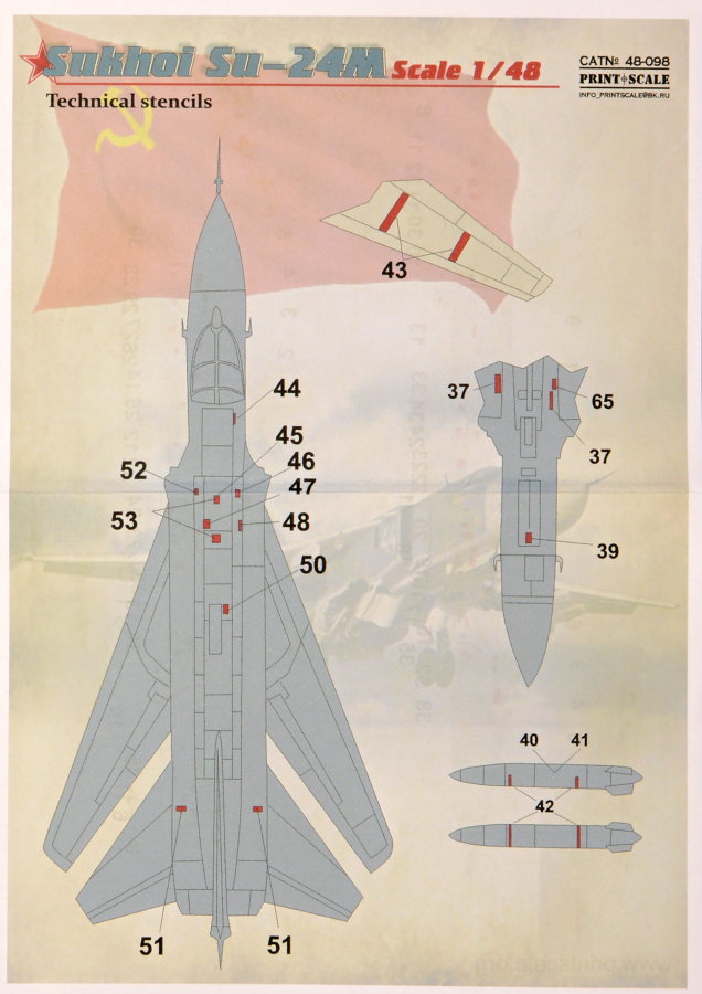 MODELIMEX Online Shop | 1/48 Sukhoi Su-24M technical stencils (wet ...