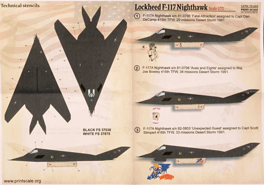 MODELIMEX Online Shop | 1/72 Lockheed F-117 Nighthawk (wet decals ...