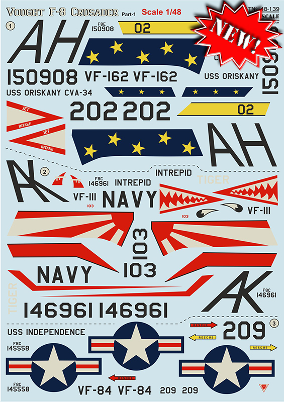 Modelimex Online Shop 1 48 Vought F 8 Crusader Part 1 Wet Decals