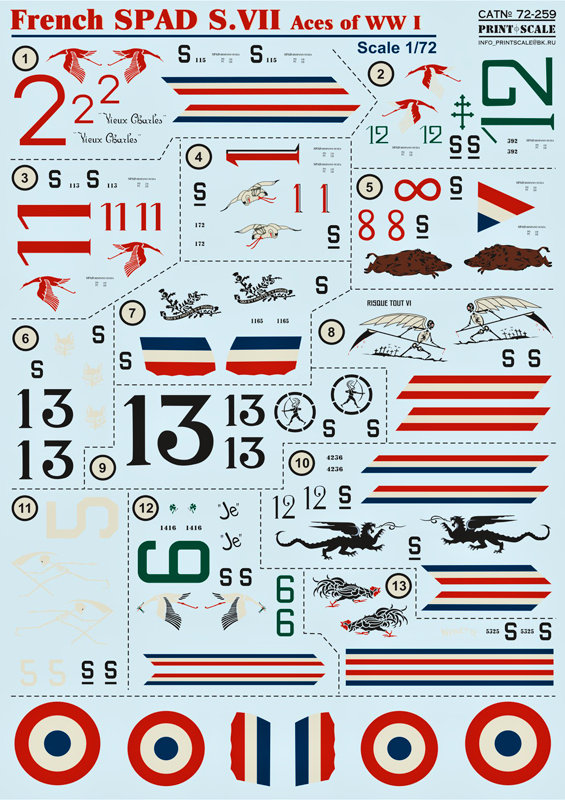 MODELIMEX Online Shop | 1/72 SPAD S.VII French Aces WWI (wet decals ...