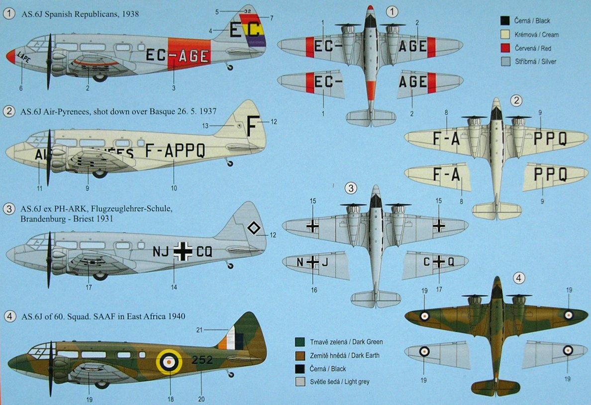 MODELIMEX Online Shop | 1/72 Airspeed Envoy Cheetah engine (4x decals ...