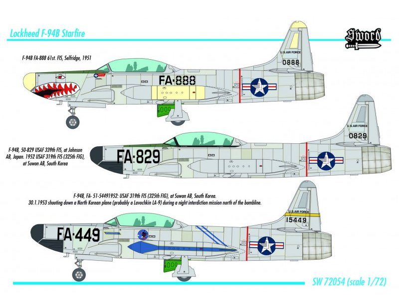 MODELIMEX Online Shop | 1/72 Lockheed F-94B Starfire (3x USAF) Re ...