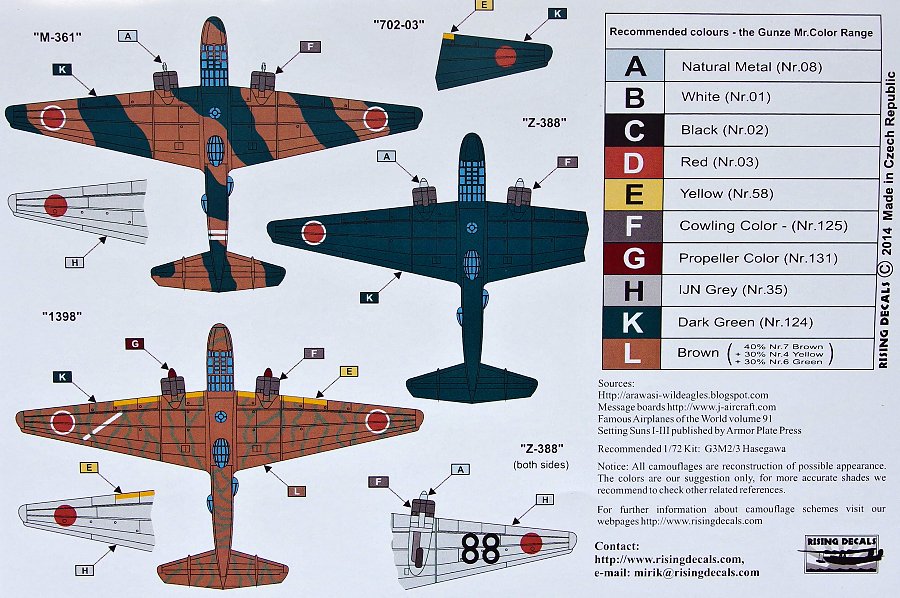 MODELIMEX Online Shop | 1/72 G3M2/3 Nell Japanese Navy Bomber (4x camo ...