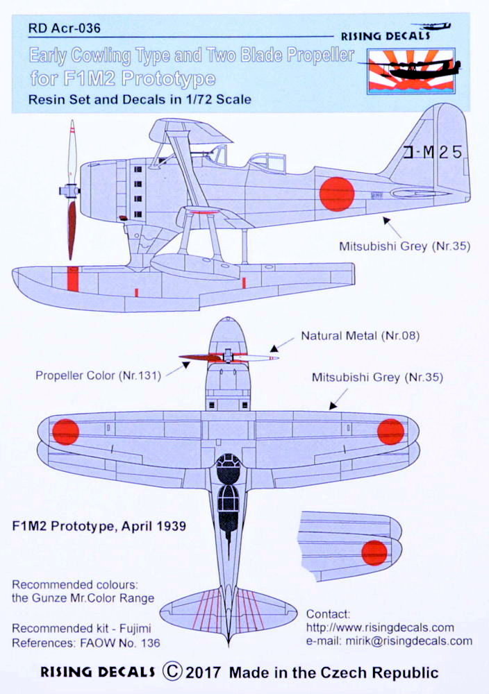 MODELIMEX Online Shop | 1/72 F1M2 Prototype (cowling, propeller & decal ...