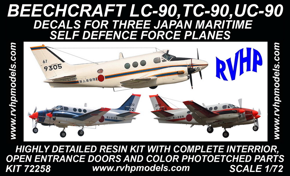 MODELIMEX Online Shop | 1/72 Beechcraft LC, TC, UC-90 (3x JMSDF decals ...