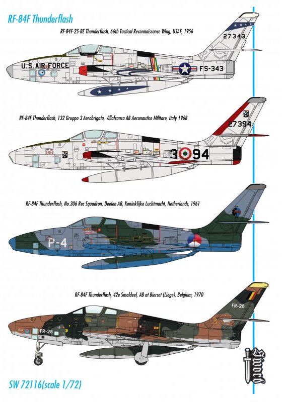 MODELIMEX Online Shop | 1/72 RF-84F Thunderflash (IT,BE,USAF,NL decals) | your favourite model shop