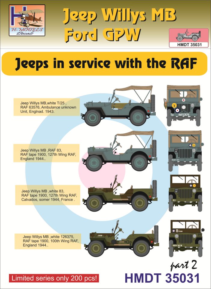 MODELIMEX Online Shop | 1/35 Decals J.Willys MB/Ford GPW in RAF service ...