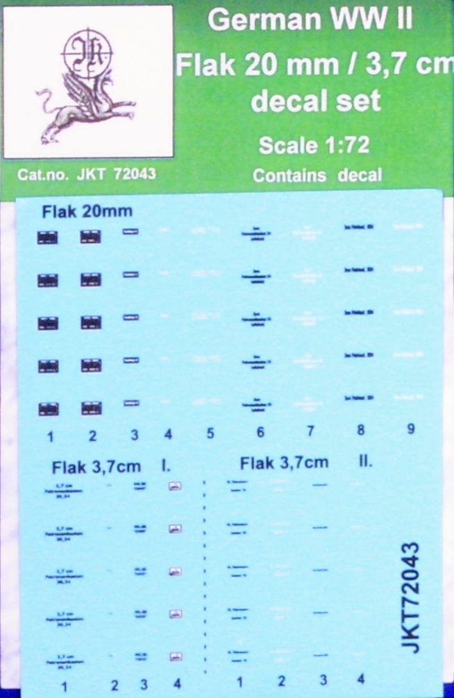 MODELIMEX Online Shop | 1/72 Decals for German WWII Flak 20mm / 3,7 cm ...