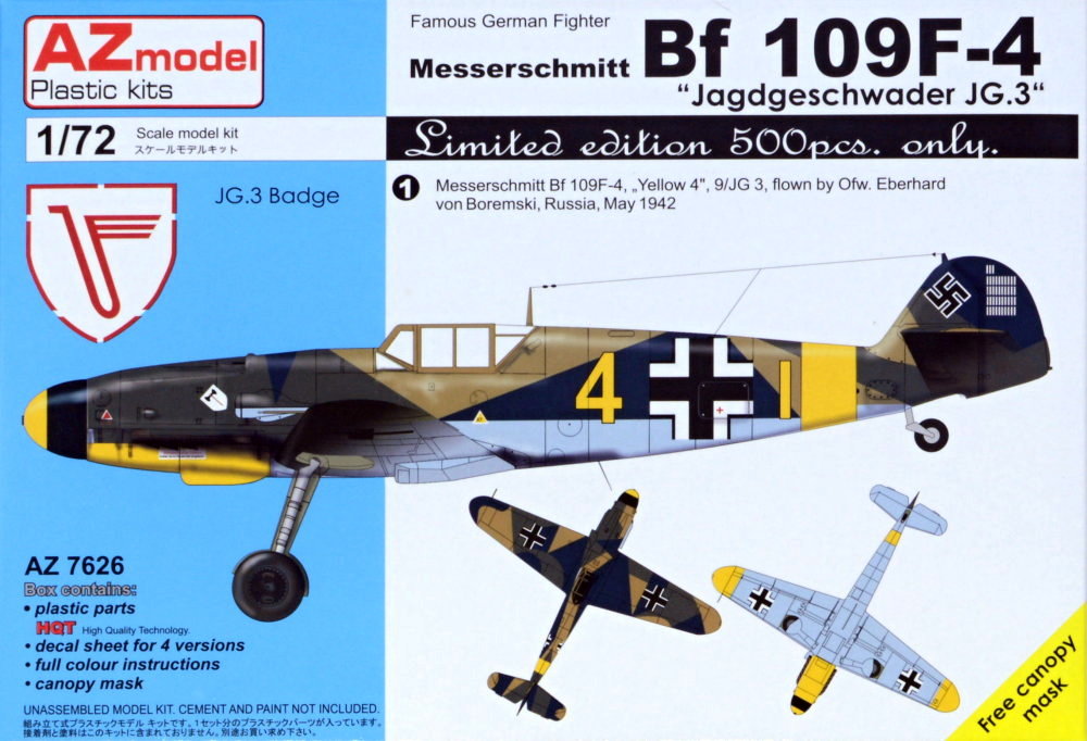 MODELIMEX Online Shop | 1/72 Bf 109F-4 JG.3 Limited Edition (4x camo ...
