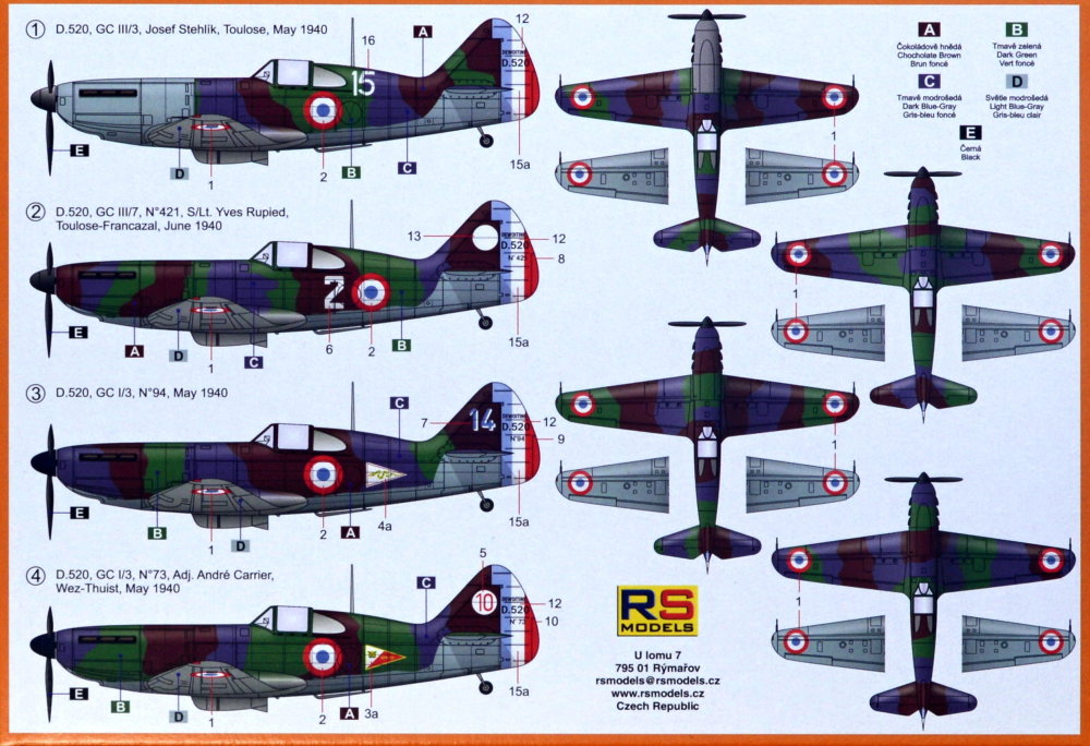 MODELIMEX Online Shop | 1/72 Dewoitine D.520 (4x camo France) | your ...