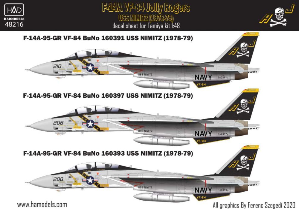 MODELIMEX Online Shop | 1/48 Decal F-14A VF84 Jolly Rogers, 1978-79 ...