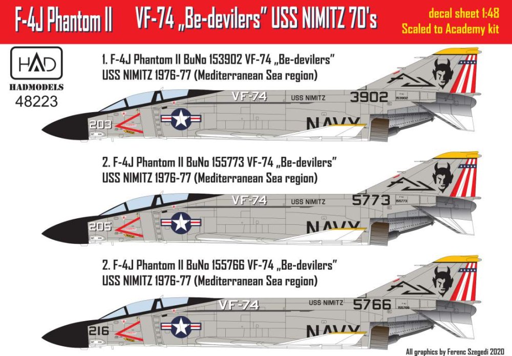 MODELIMEX Online Shop | 1/48 Decal F-4J Phantom II VF-74 - part 1 ...