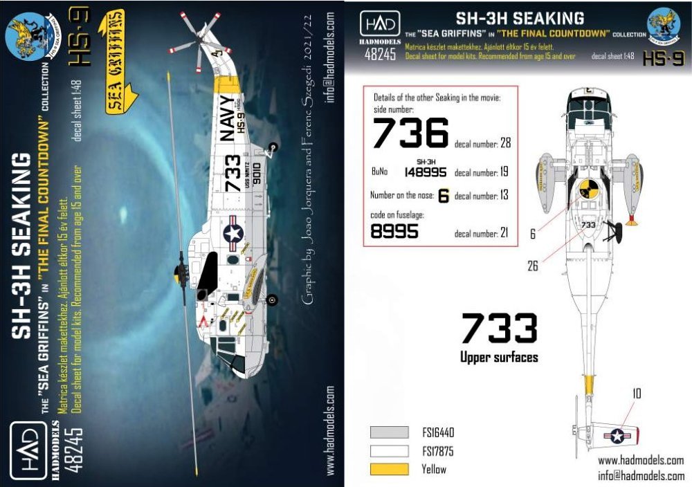 MODELIMEX Online Shop | 1/48 Decal SH-3H SEAKING HS-9 'Sea Griffins ...